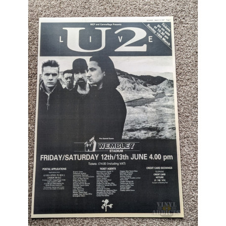 U2 - Live - Wembley Stadium June 1987 - A3 Poster - Vinyl Addicts